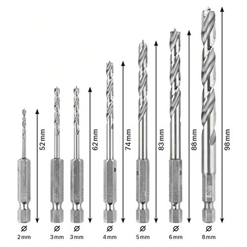 Bosch 2607019923 Wood Twist Drill Bit-Set "Robust Line" 2-8mm 7 Pcs