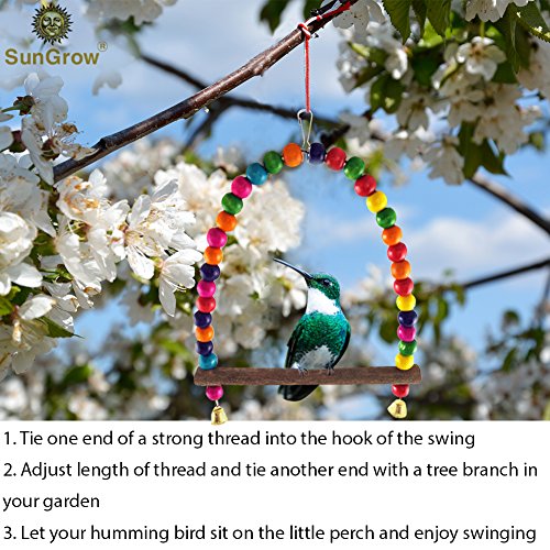 Sungrow Parakeet, Budgie & Hummingbird Swing Perch, Wooden Dowel Makes for Resting Spot, 1-Piece
