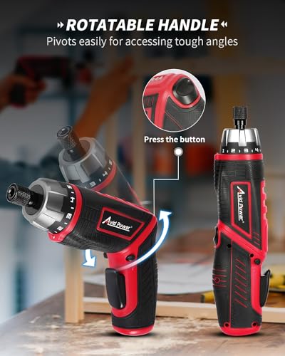 AVID POWER Electric Screwdriver Set Rechargeable 4V Cordless Screwdriver Kit with 44pcs Accessories, 5.65Nm Screw Gun, 5+1 Torque Setting, 2 Position Handle with LED Light