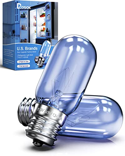 dcosok Refrigerator Light Bulb 40 Watt 297048600 241552802 Compatible with Frigidaire Kenmore Whirlpool Electrolux KitchenAid Fridge Light Bulbs Replacement Freezer Bulb T8 E17 Lamp Light, 2 Pack