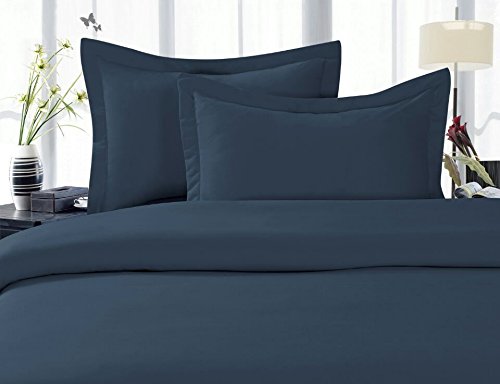 Elegant Comfort Elegance Linen 1500 Thread Count Wrinkle Resistant Ultra Soft Luxurious Egyptian Quality 3-Piece Duvet Cover Set, Full/Queen, Navy Blue
