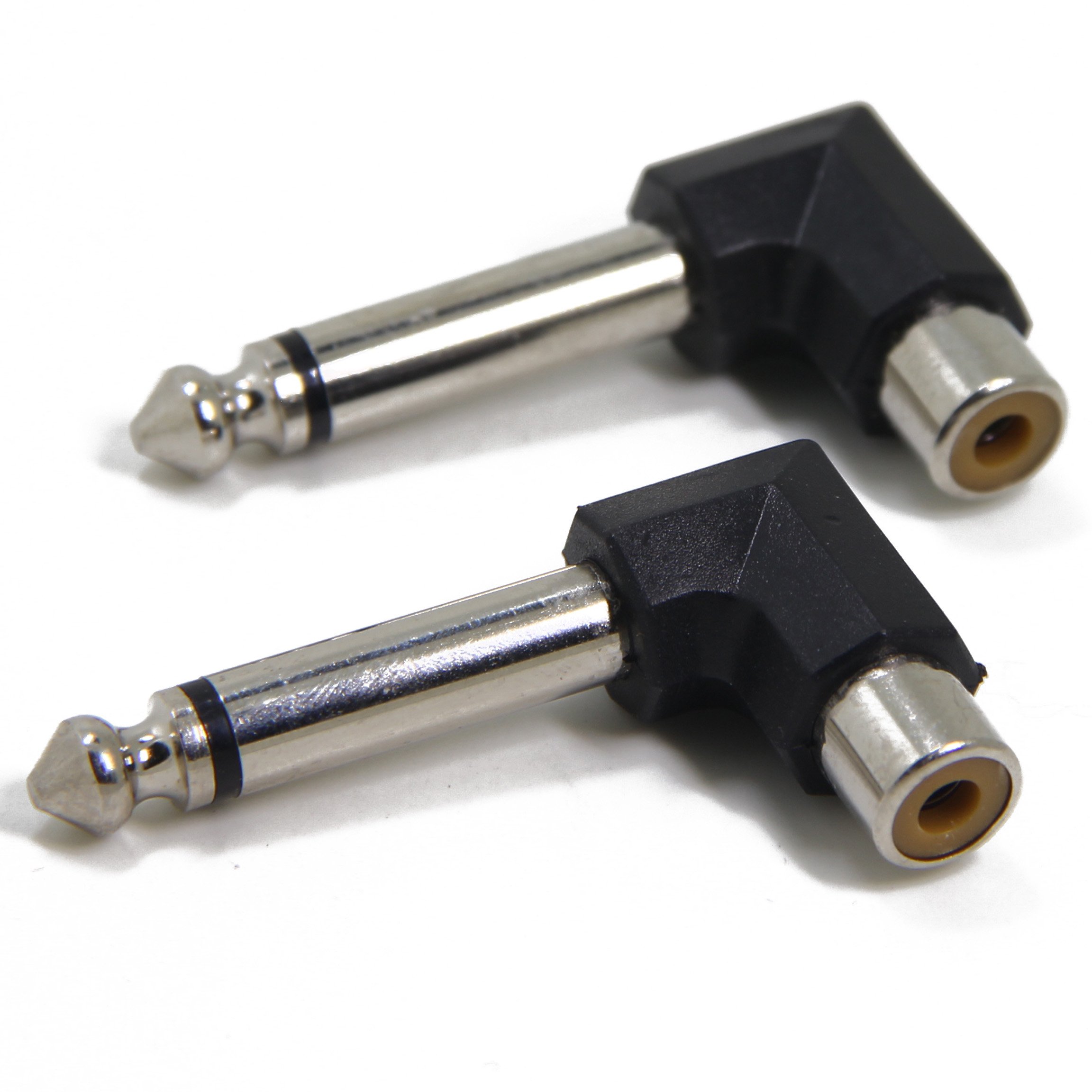 Ancable 5-Pack Right Angle 1/4" Headphone Jack to RCA Adapter for DJ Use to Connect PA Mixer Monitors and Amps