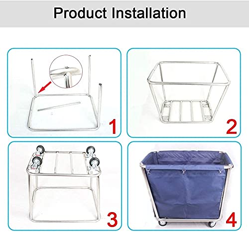 Easyars Large Laundry Cart with Wheels,Rolling Laundry Basket,220 LB Load Material-handling Carts for Home Commercial Hotels or Hospital,Blue