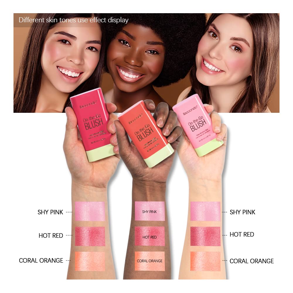 Blush Stick 2-in-1 Cheek and Lip Tint Soft Cream On-the-Go Blush Stick Blendable for Cheek Makeup,Blush Stick for Cheeks and Lips (Shy Pink)