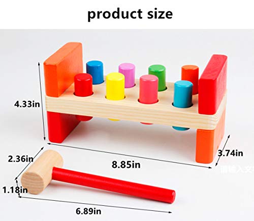 Joyshare Pounding Bench Wooden Toy with Mallet, Hammer Toys for Toddlers 2-3 4 5 Year Old