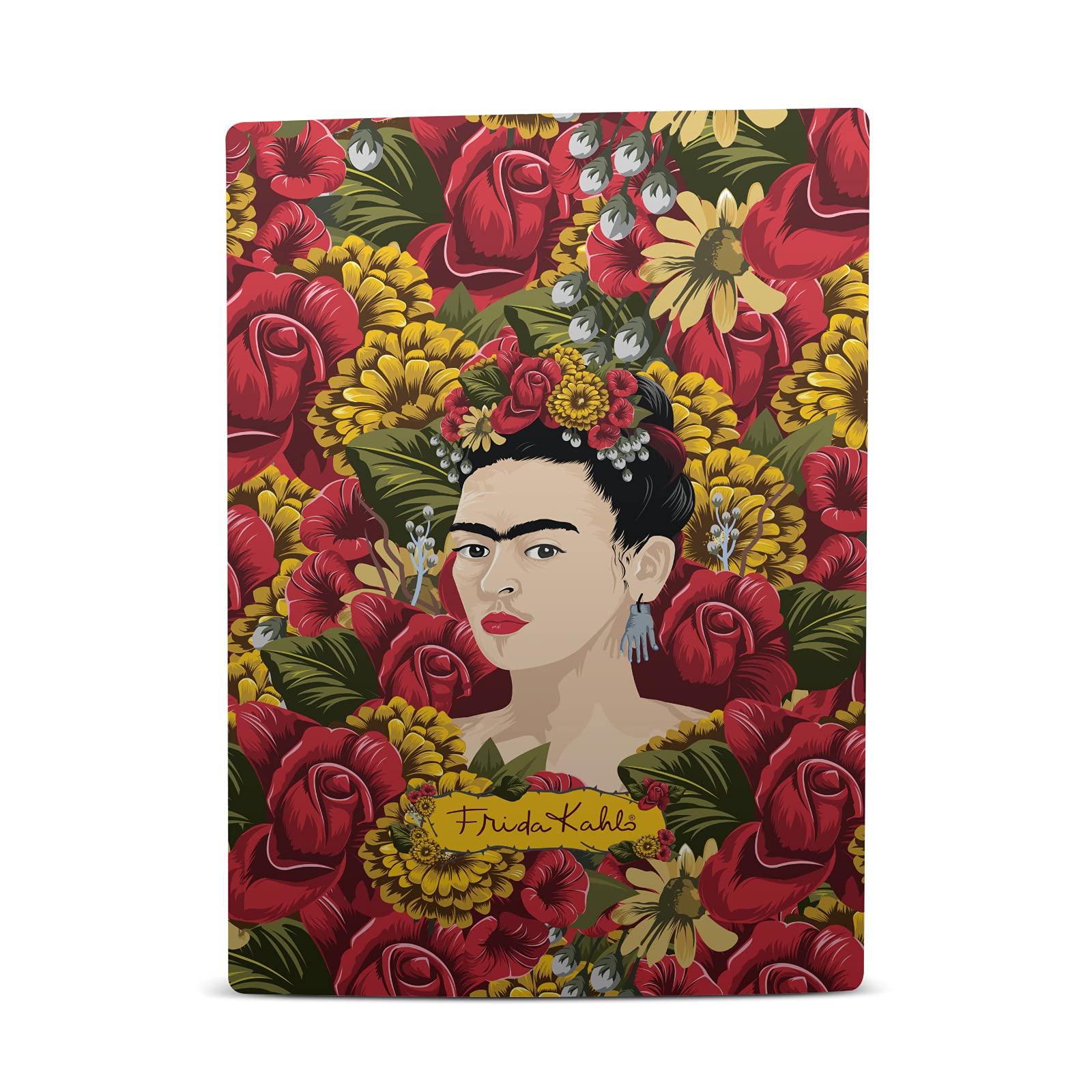 Head Case Designs Officially Licensed Frida Kahlo Portrait Pattern Floral Vinyl Faceplate Gaming Skin Decal Compatible With Sony PlayStation 5 PS5 Digital Edition Console and DualSense Controller