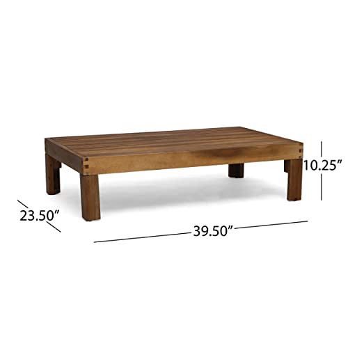 Christopher Knight Home Mamie Outdoor Acacia Wood 5 Piece Sofa Set, Teak Finish, Dark Teal