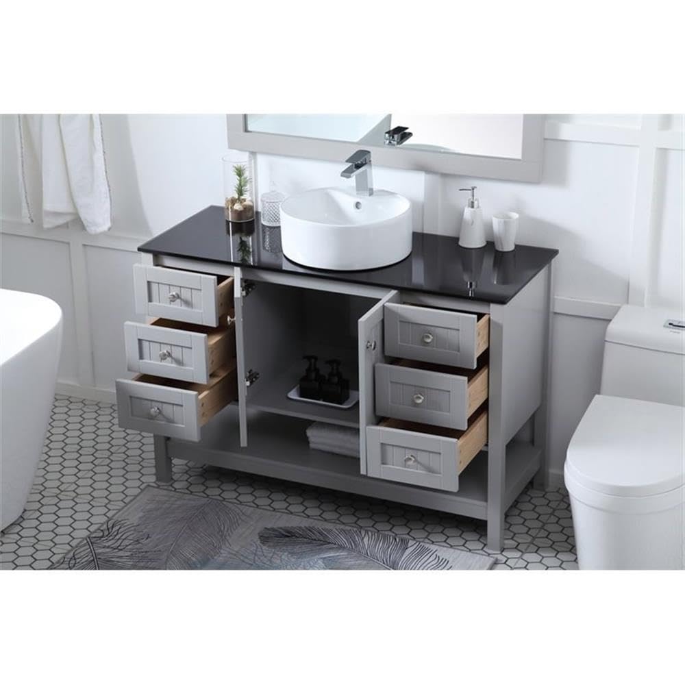 Elegant Kitchen and Bath 48 inch Vessel Sink Bathroom Vanity Cabinet - Gray