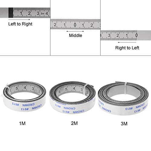 CHBC Self-Adhesive Measuring Tape with Adhesive Backing, Left To Right Reading, Right To Left, Middle to both sides, Stainless Steel, Miter Track Router Ruler (1M, Left to Right)