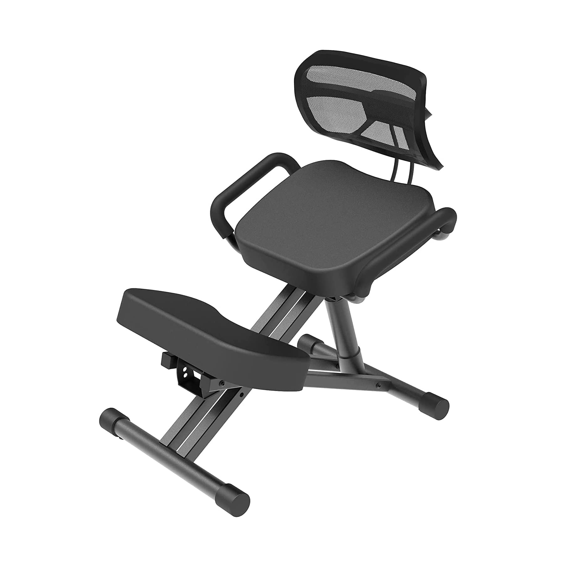Master Massage Ergonomic Kneeling Chair for Upright Posture,Foldable Posture Chair with Thick Memory Foam Cushions,Adjustable Stool for Home, Office- Relieving Back and Neck Pain (with Backrest)