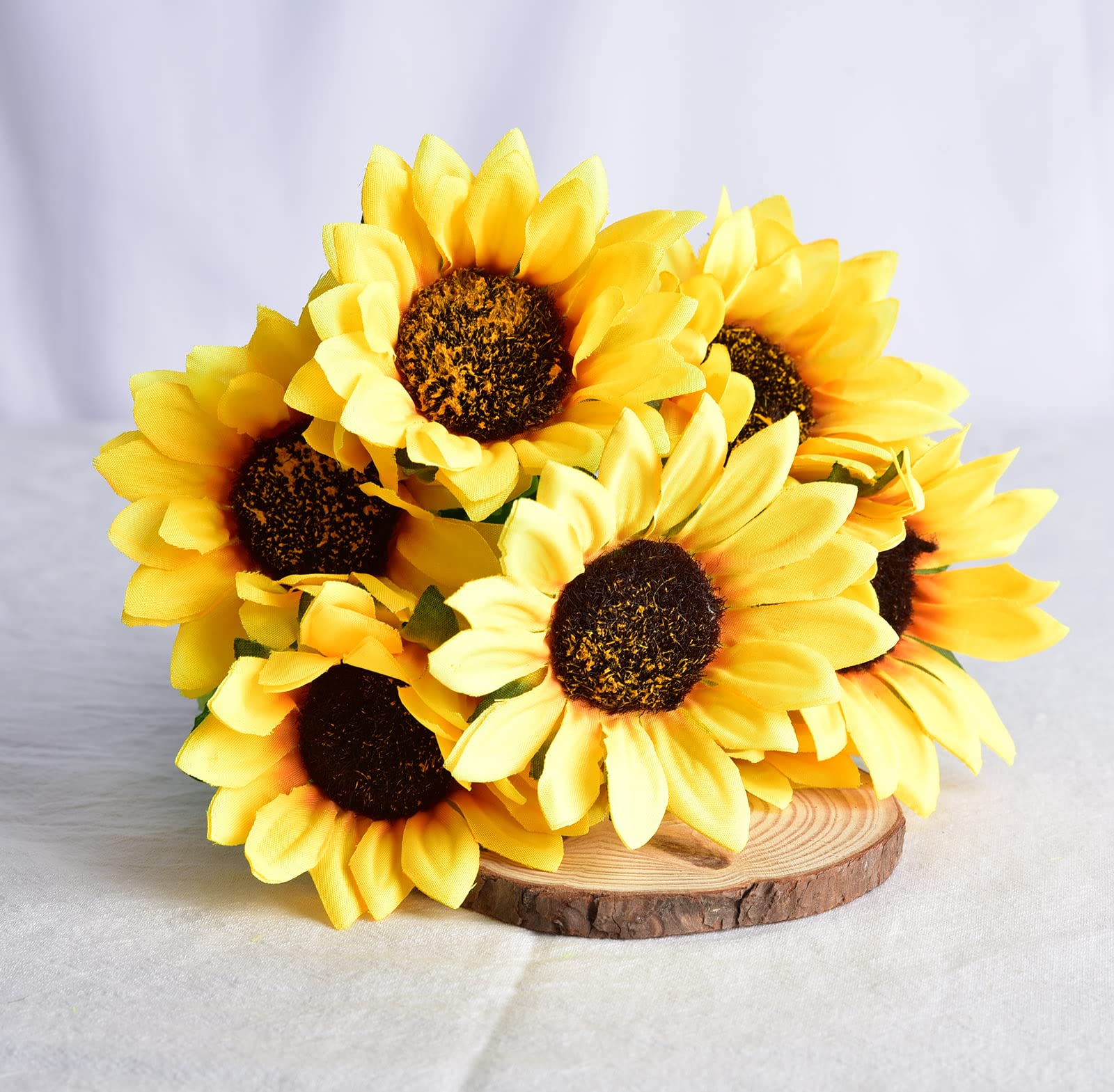 LSKYTOP 6 Bunches Artificial Sunflower Bouquet,Silk Sunflowers Fake Yellow Flowers for Sunflower Floral Arrangement Home Decor