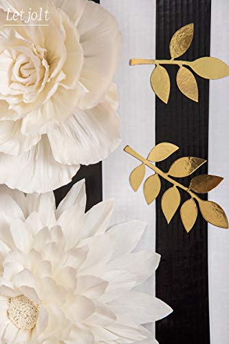 Letjolt Golden Paper Leaves Set Decorations for Family Tree Photo Wall Crafts Leaf(12pcs) Glitter Butterfly(4pcs) Nursery Decor Baby Shower Backdrop Decals