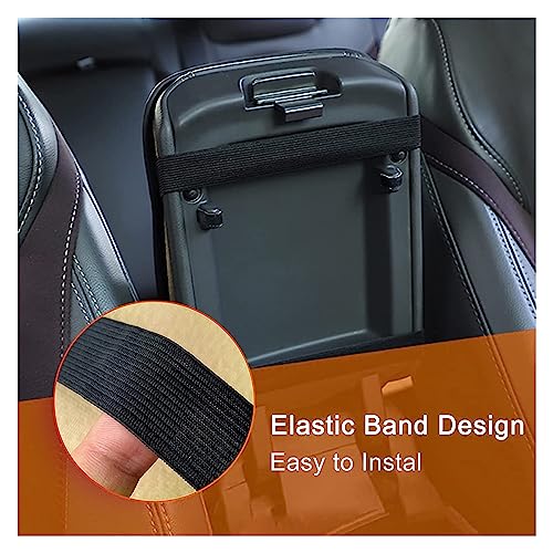 ZKFAR 1 PC Waterproof Armrest Cover Center Console Mat, Fiber Leather Embossing, Four Seasons Universal Armrest Box Mat, Fit for Most Car, SUVs, Truck (Black & Blue)