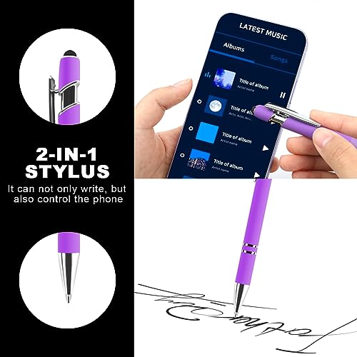 Discring 8 PCS Ballpoint Pen & 4 Pen Clips - High Precision Colorful Metallic Ballpoint Pen with Anti-Scratch Stylus Tip