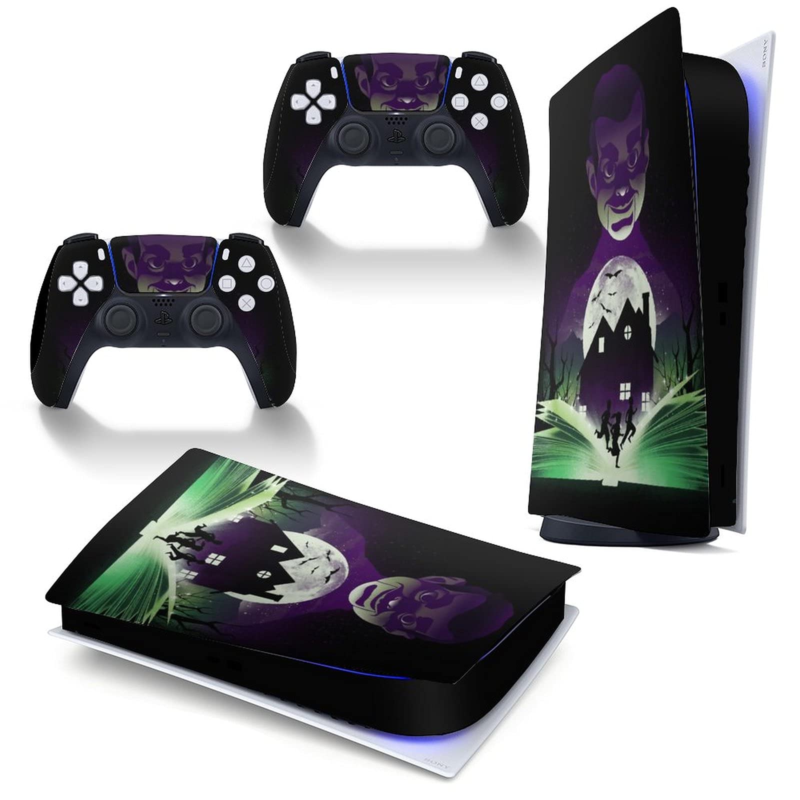 PlayStation 5 Digital edition version sticker protective cover, Book of Night Terror ps5 controller protective shell (compatible with ps5 Digital edition)