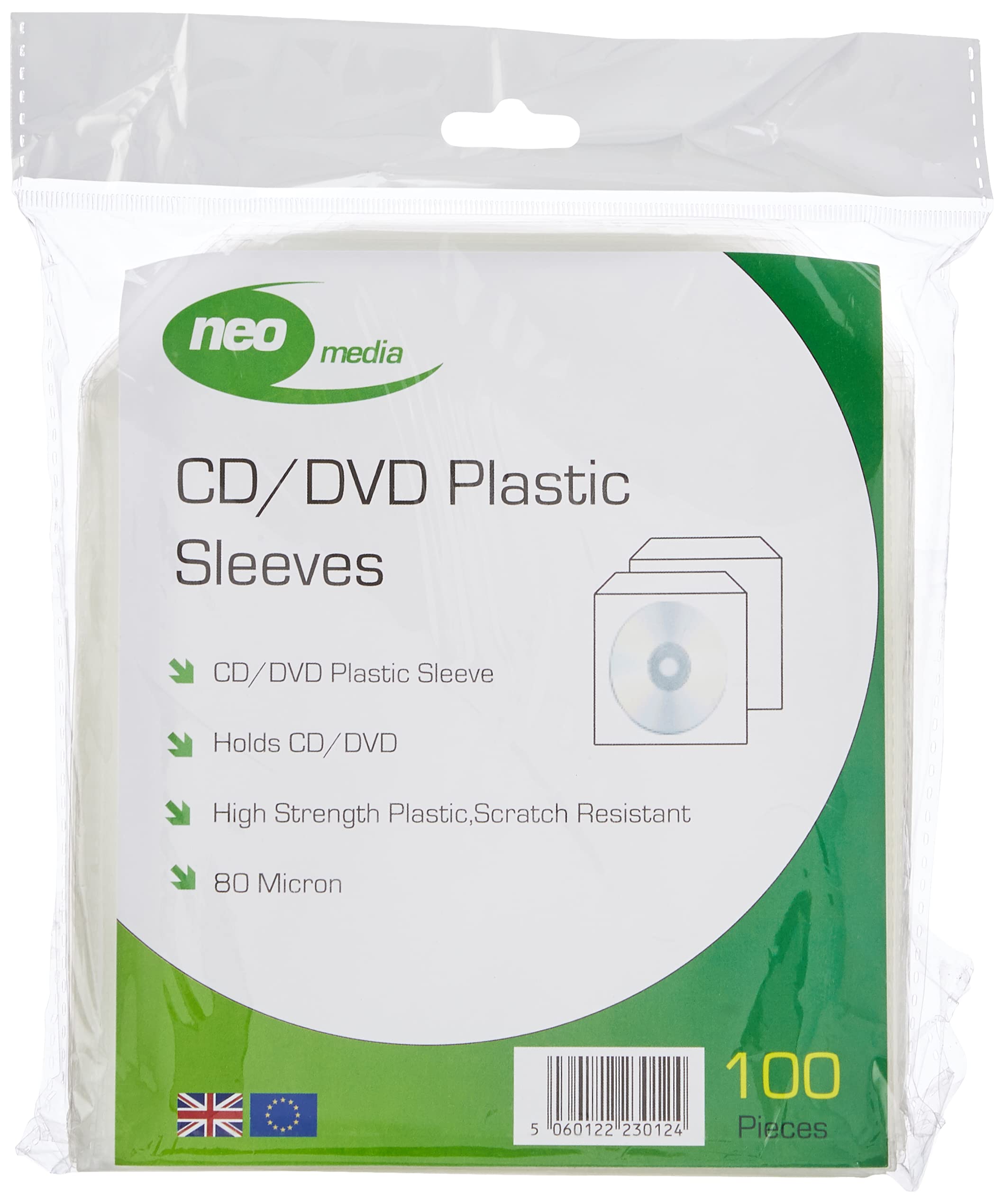 Neo Media CD/DVD Plastic Wallets - 80 Micron - (Pack of 100)