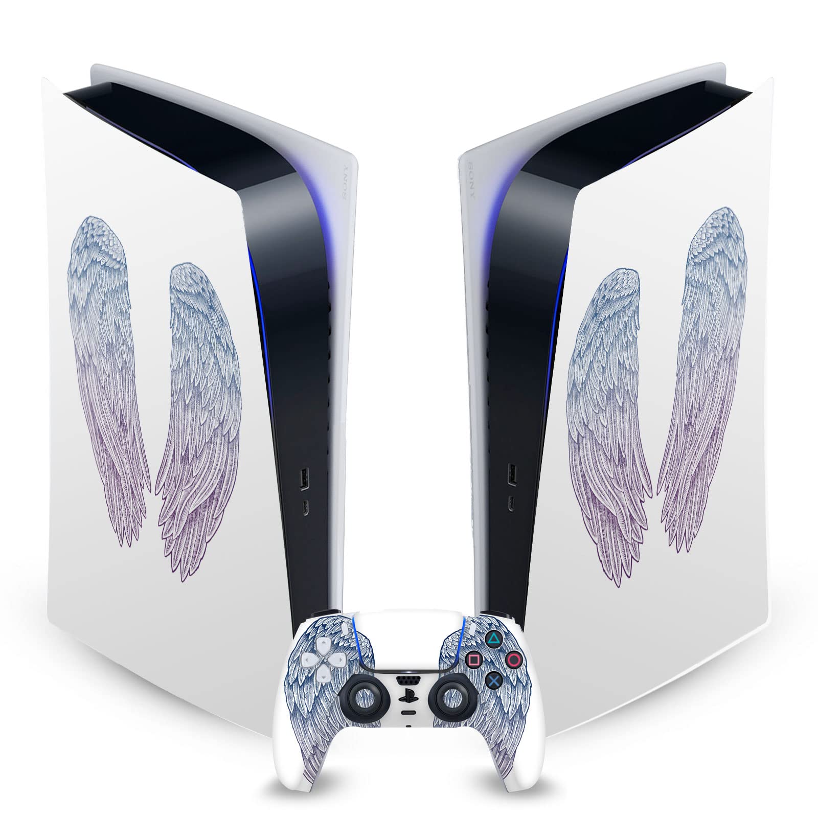 Head Case Designs Officially Licensed Rachel Caldwell Angel Wings Art Mix Vinyl Faceplate Gaming Skin Decal Compatible With Sony PlayStation 5 PS5 Digital Edition Console and DualSense Controller