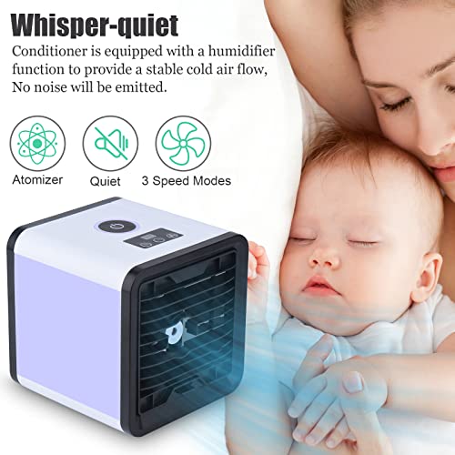 DEKBED Portable Air Conditioner, Mini AC Unit,small personal evaporating cooler, 3 speed 7 color LED lights, 4 in 1 person cooling fan touch screen, Home Room Office outdoor