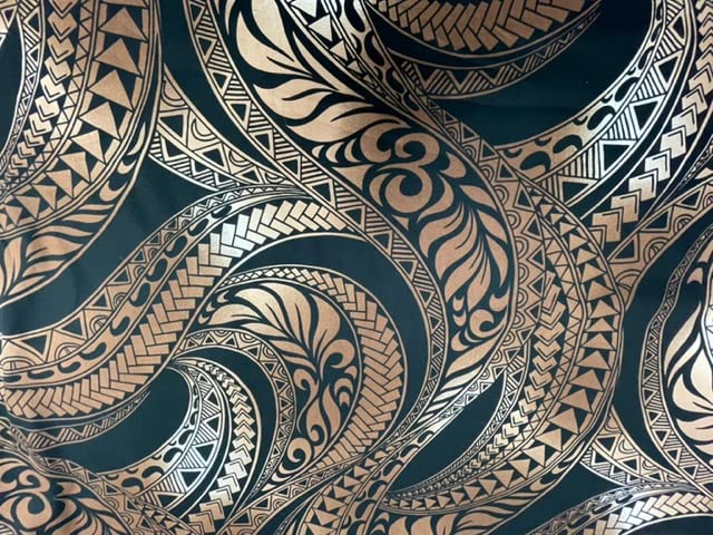 Originals by Hitomi Brown Swirly Tribal Hawaiian Print Fabric Sold by The Yard