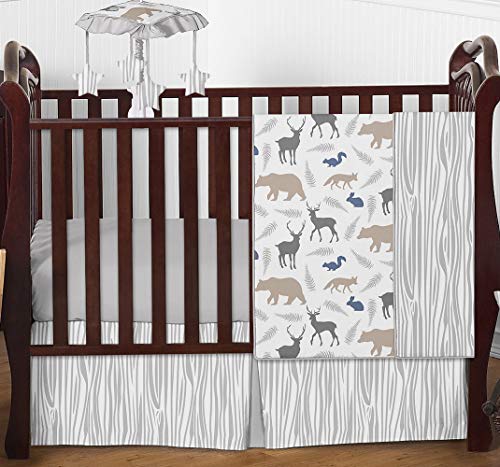Sweet Jojo Designs Baby Children Kids Clothes Laundry Hamper for Blue Grey and White Woodland Animals Bedding Set