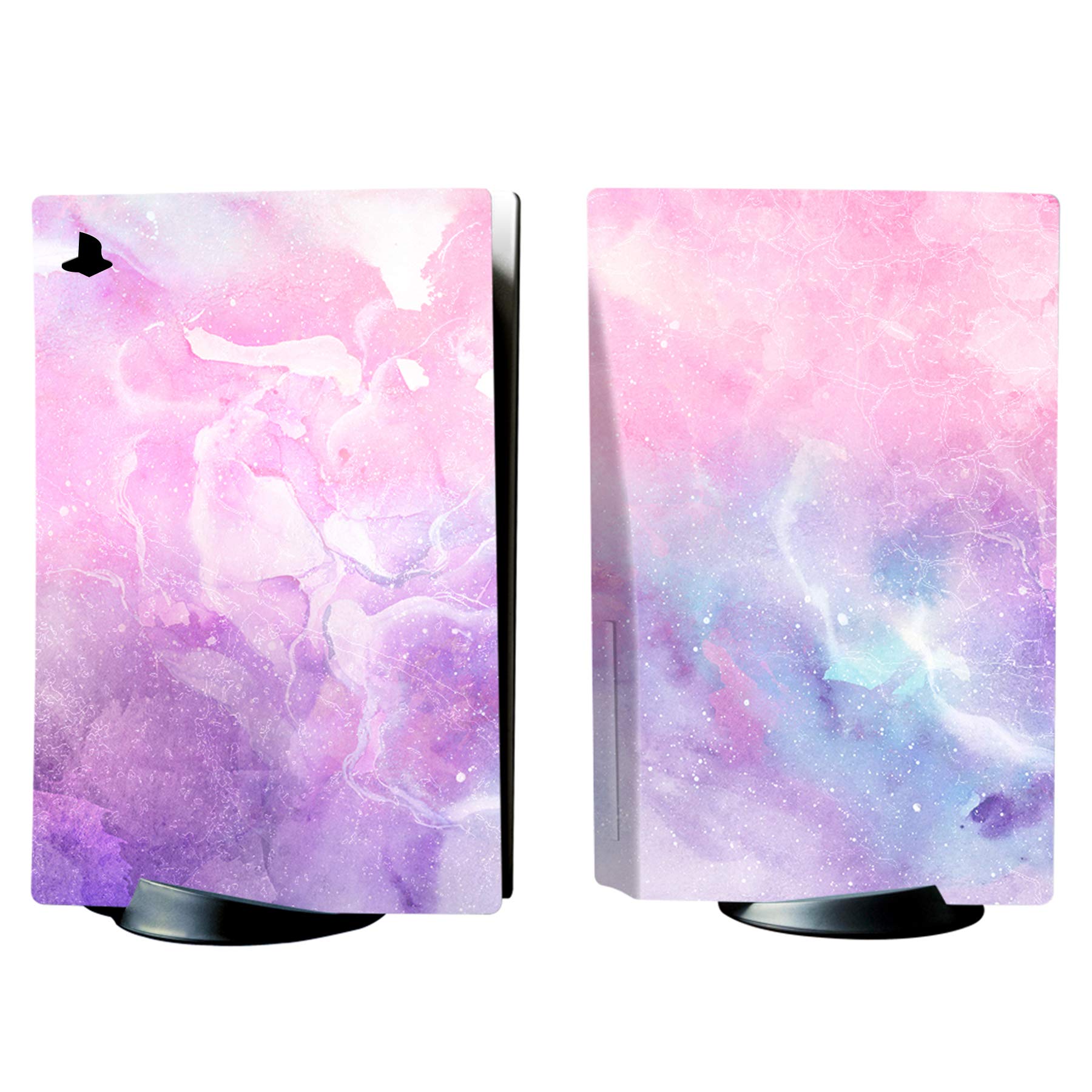 PlayVital Pink Watercolor Full Set Skin Decal for ps5 Console Disc Edition, Sticker Vinyl Decal Cover for ps5 Controller & Charging Station & Headset & Media Remote