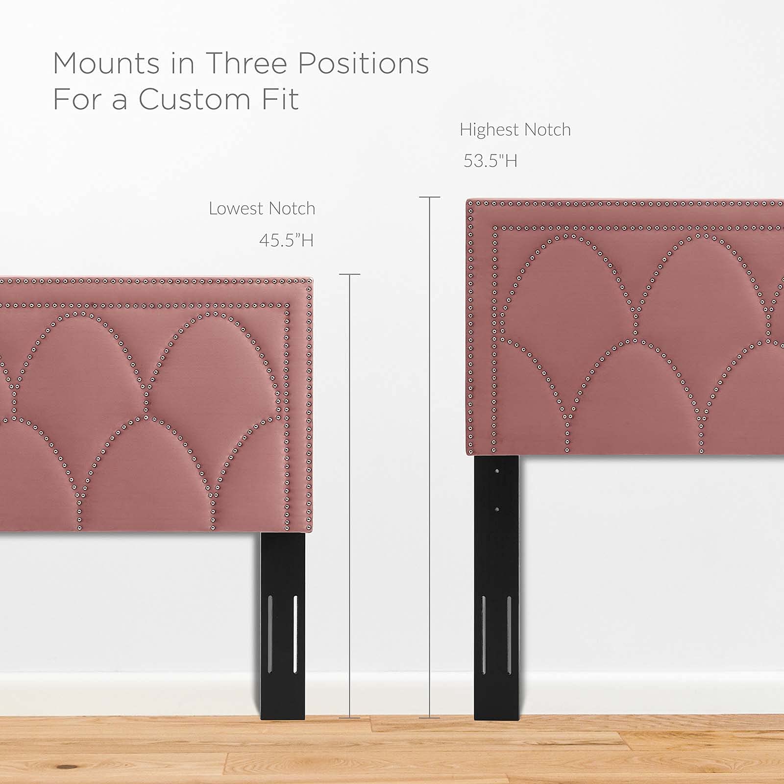 Modway Greta Channel Tufted Performance Velvet Full/Queen Headboard in Dusty Rose