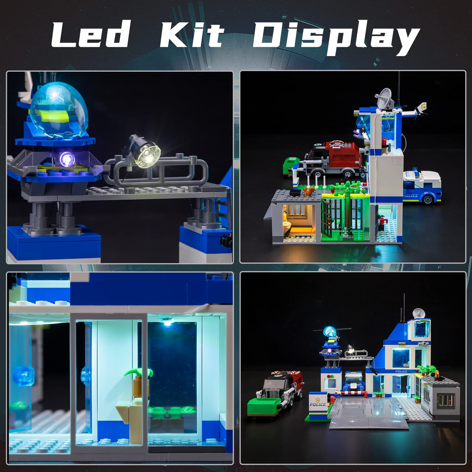 Bourvill LED Lights Kit for City Police Station 60316 - Lights Set Compatible with Lego 60316 Set -Classic Version (Lights Kit without Model)