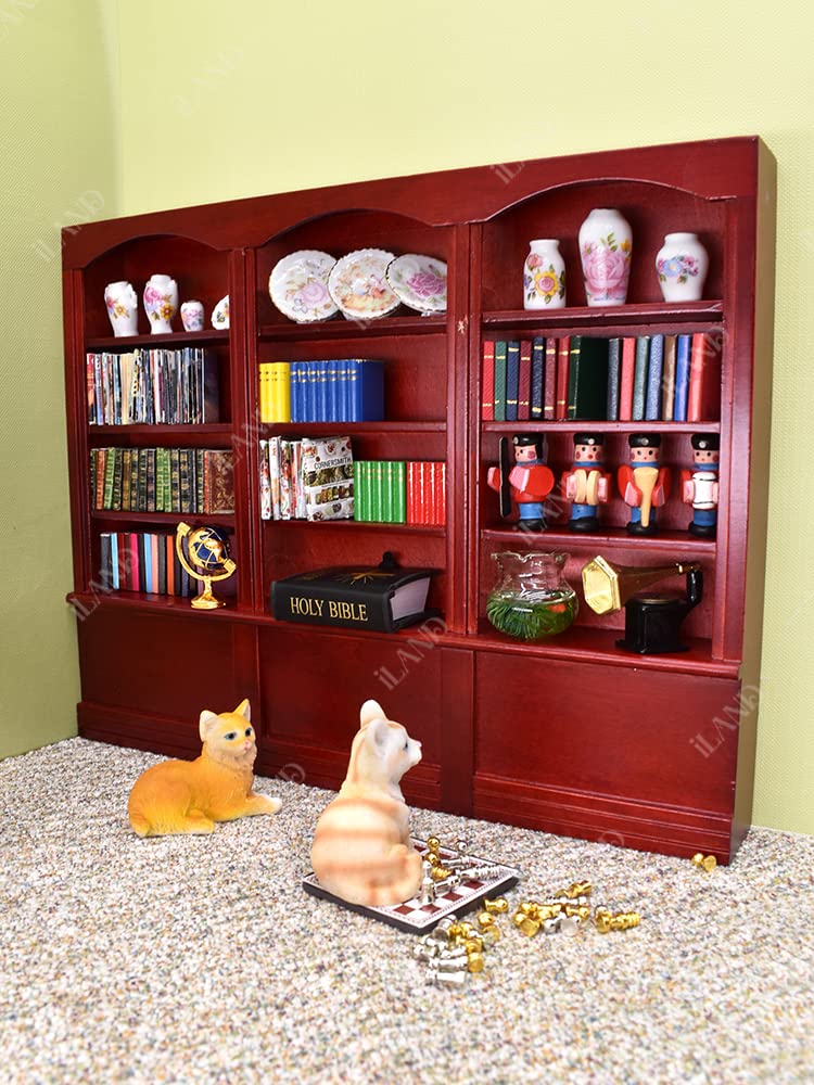iLAND Miniature Dollhouse Accessories for Dollhouse Furniture, Mini Book Globe Chess Set for Dollhouse Study Room (Classic 22pcs)
