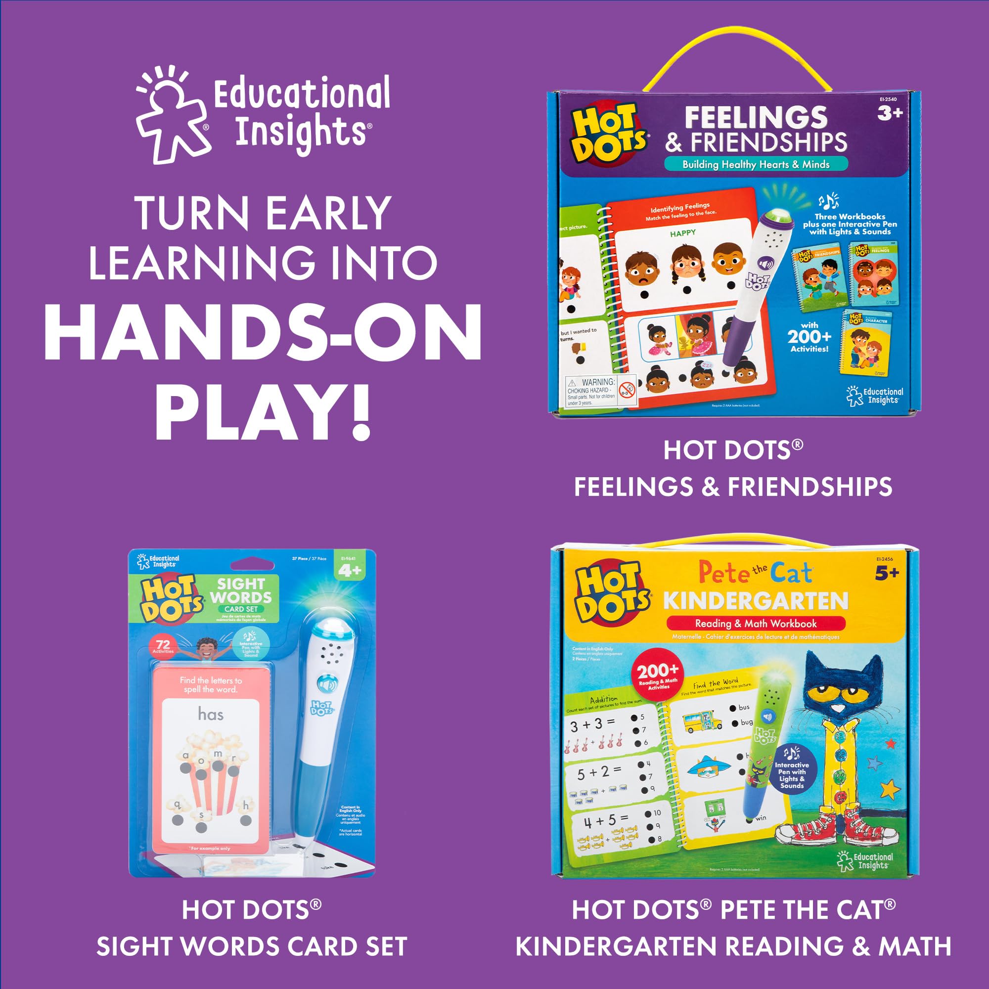 Educational Insights Hot Dots Let's Learn Kindergarten Math - Kindergarten Math Workbook, Classroom Essentials, Ages 5+
