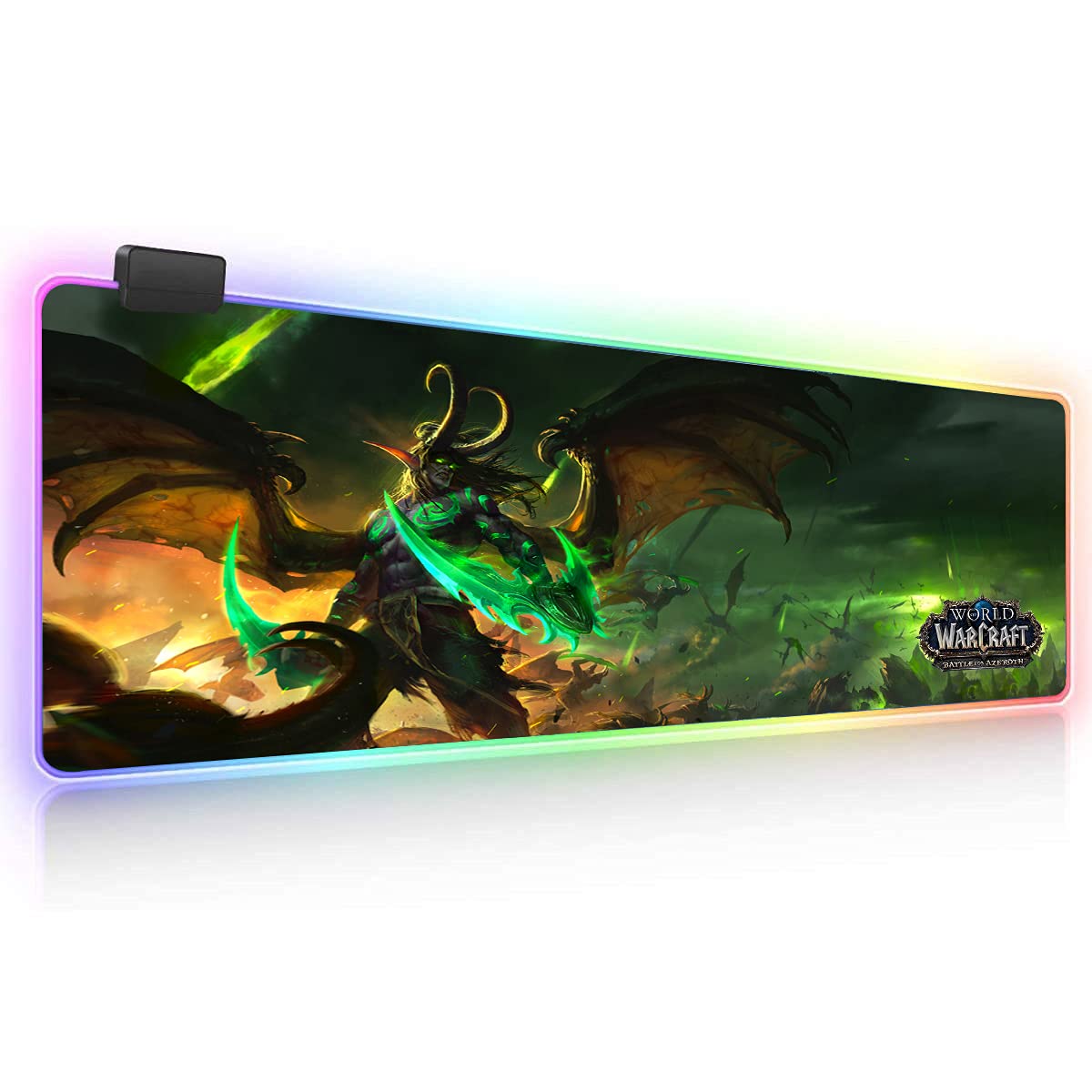 Illidan RGB Soft Gaming Mouse Pad Large Oversized Glowing Led Extended Mousepad Non-Slip Rubber Base Computer Keyboard Pad Mat 31.5X 11.8in