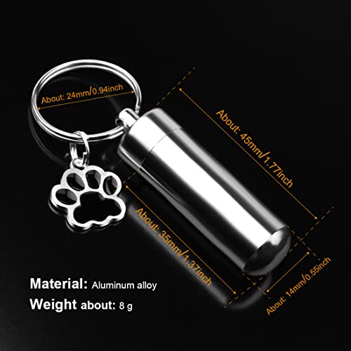 ChunlongFour Waterproof Cremation Pet Urns Keychain for Dogs Ashes, Cylinder Cat Dog Urn for Pet Ashes Cremation Keepsake Memorial Ashes Jewelry Pend