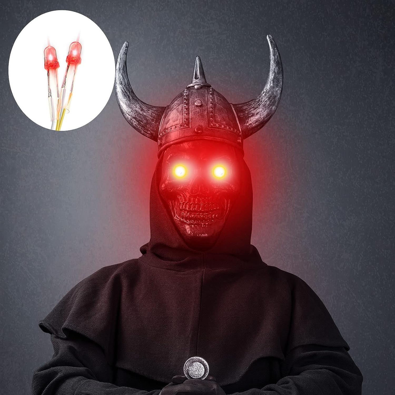 Breyoueze 4 Pcs Halloween LED Red Glowing Laser Eyes for Mask Light Eyes,Paired with Battery Box to Install Batteries, Excluding Batteries (red)