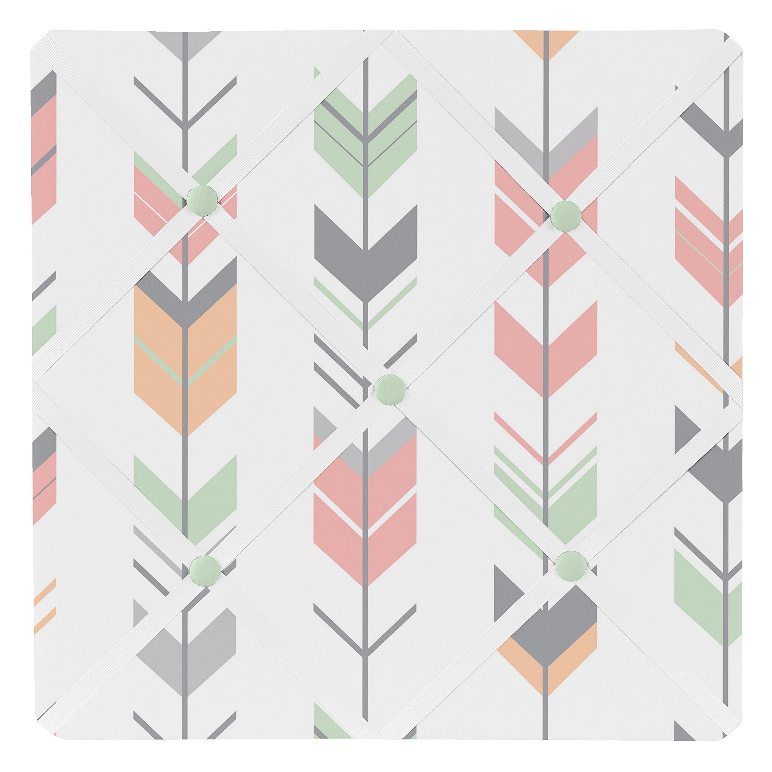 Sweet Jojo Designs Grey, Coral and Mint Woodland Arrow Fabric Memory/Memo Photo Bulletin Board