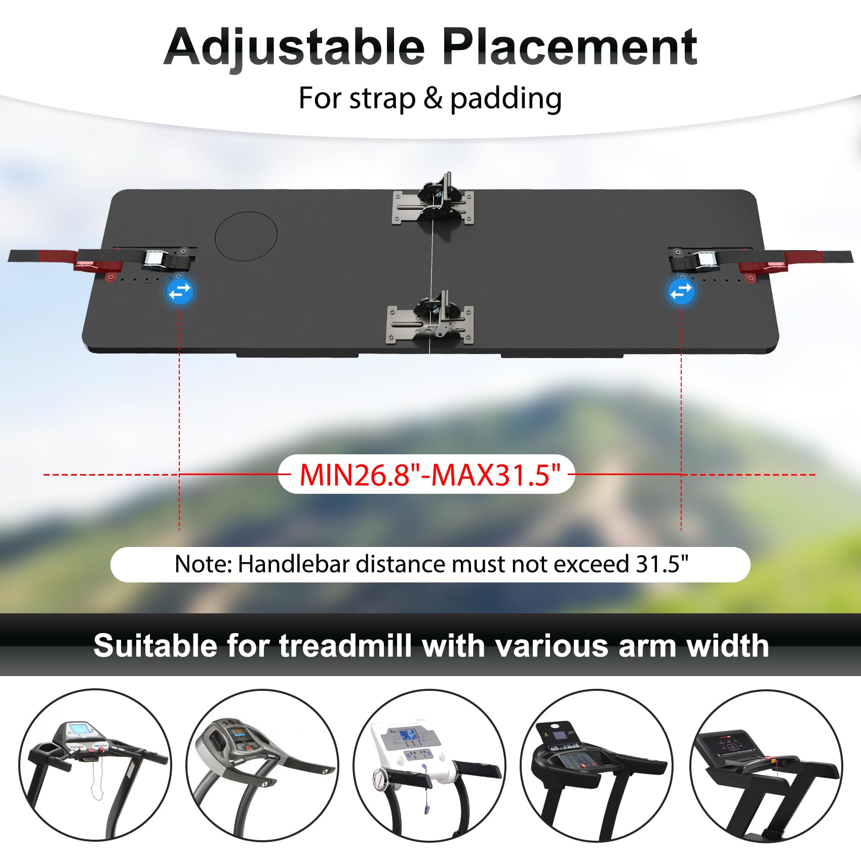 Beendou Universal Treadmill Desk Attachment, Ergonomic Platform Treadmill Laptop Desk Holder for Notebooks, Tablets, MacBook, Workstation for Treadmill Handlebars up to 31 inches with Cup Holder