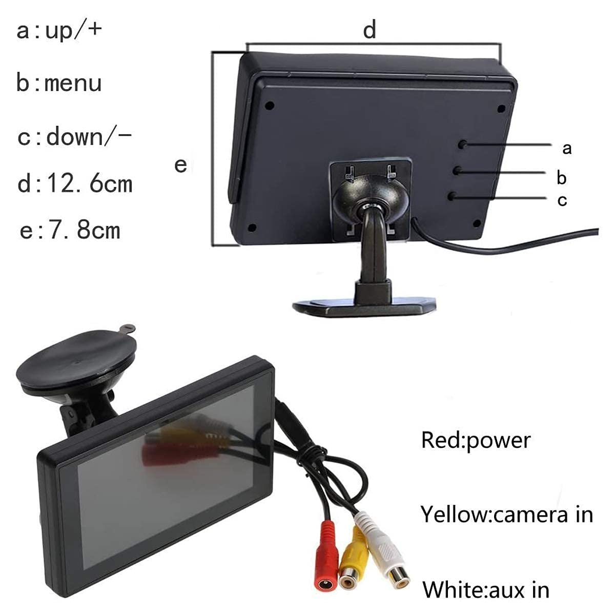 Backup Camera 4.3 Inch HD 1080P Car Backup Camera for Cars, Trucks, Pickups, Suvs Easy Installation Waterproof Night Vision 12 LED Rear Backup Camera One Power System Reverse/Continuous Use Grid Lines