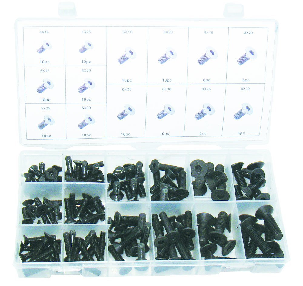 Swordfish 31961-124pc Flat Head Socket Cap Set Screw Assortment