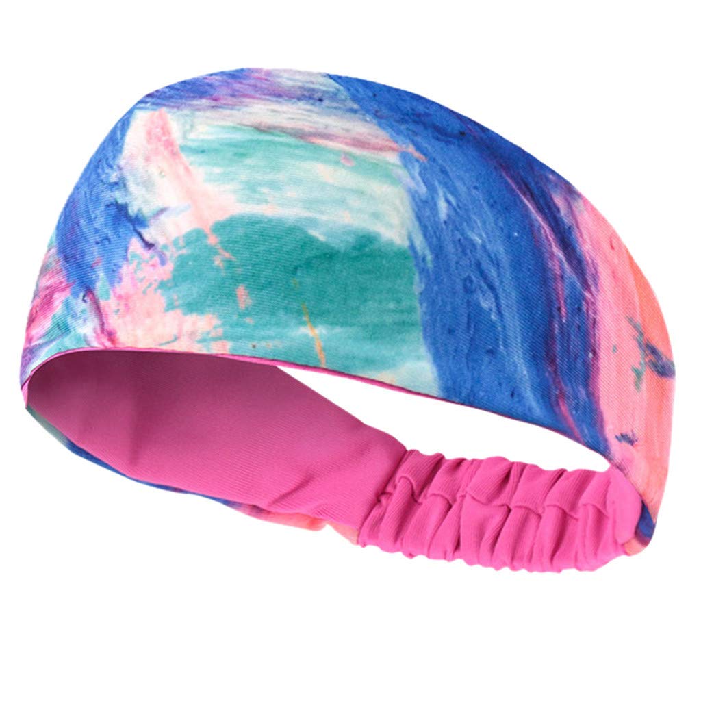 Headband for Women Men Running Athletic Hair Head Band Elastic Yoga Workout Non-Slip Moisture Wicking HeadBand
