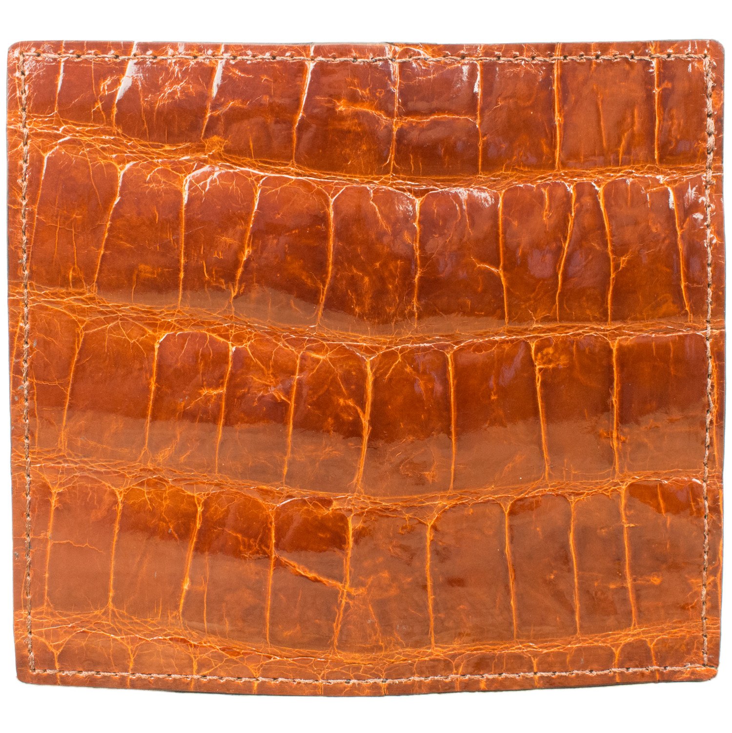 Genuine American Alligator Leather Checkbook Cover Handmade (Cognac)