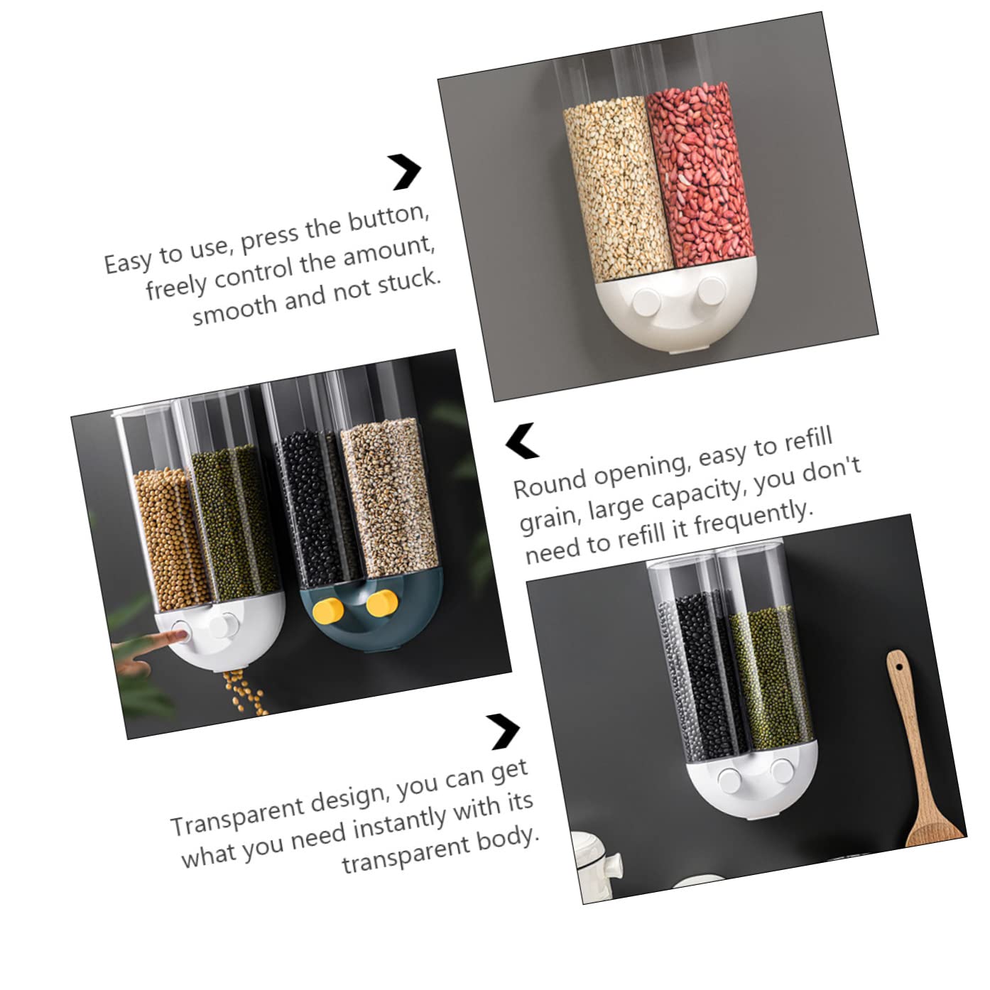 CIYODO 2 pcs Wall-mounted Wall- for Organizer Bucket Household Flour Baking Dry Large Rice Grain Restaurant Tea Storage Seasoning Canister Kitchen Food Container Grains Containers