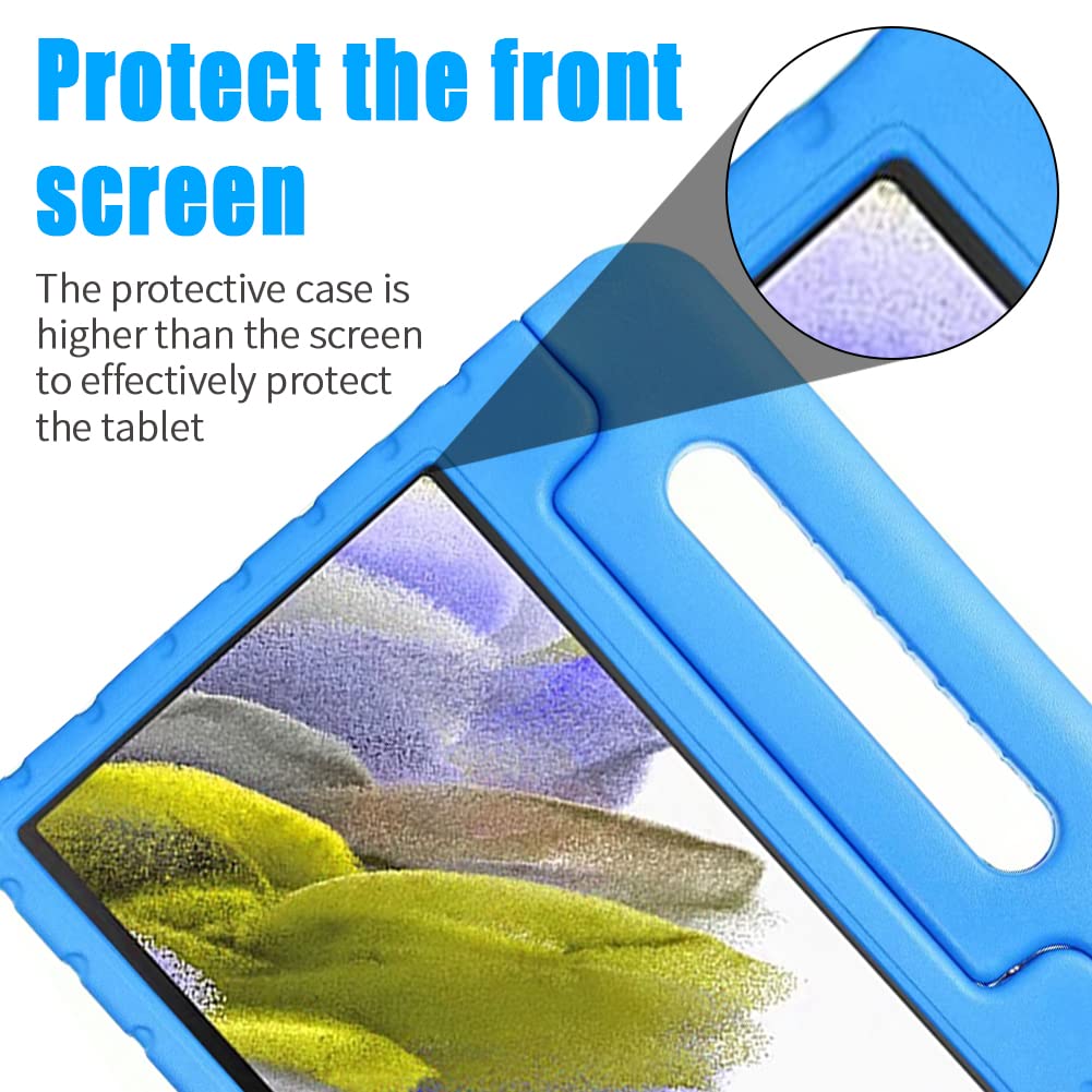 BOWOSEN Kids Case for Samsung Galaxy tab a8 10.5 Inch, Heavy Duty Shockproof Rugged Case with Handle Holder, Samsung Galaxy tab a8 10.5 Tablet Case 2022 (x200/205/207). Blue