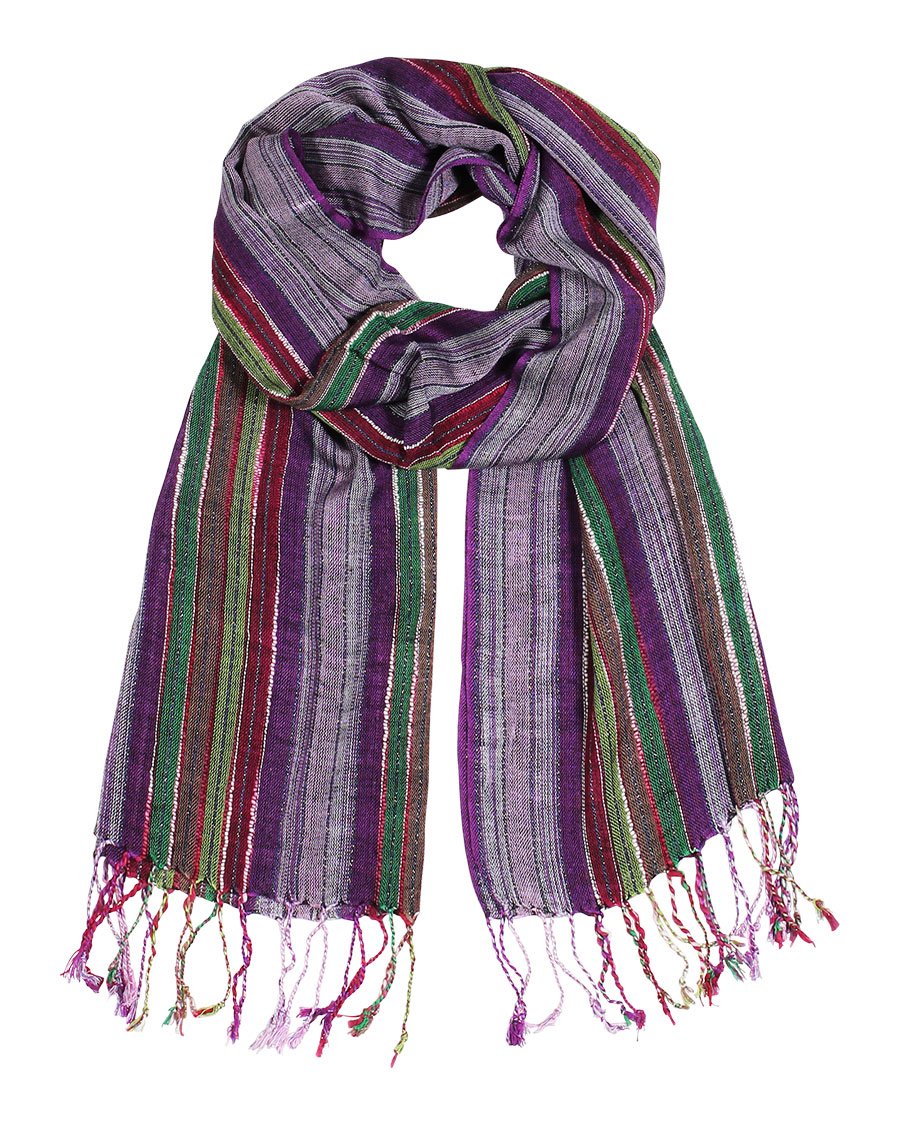 Anika Dali Women’s Jewel Shimmer Multicolor Stripe Scarf, Metallic Pashmina Shawl (Purple Dazzle)
