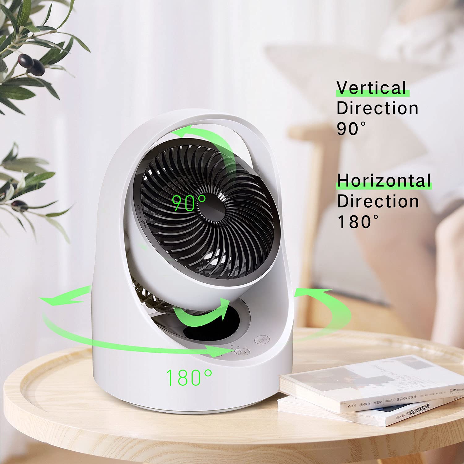 NewGod Rechargeable Air Circulator Fan Small Oscillating Desk Fan with LED Light 4 Wind Speeds USB Powered Cordless Quiet Table Fans for Bedroom Office Home(4400mAh) White1