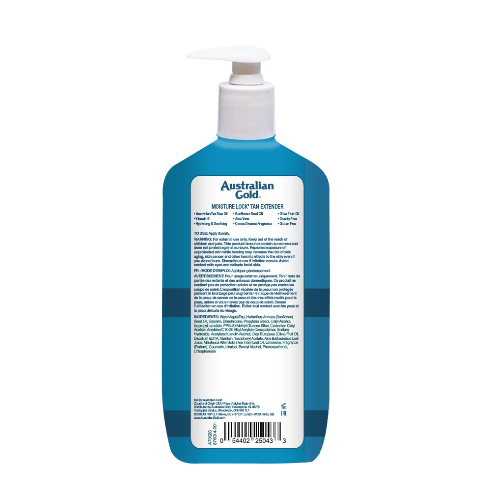 Australian Gold Moisture Lock Tan Extender Lotion, Enriched with Vitamin E & Aloe Vera, Cocoa Dreams Fragrance, 16 Fl oz