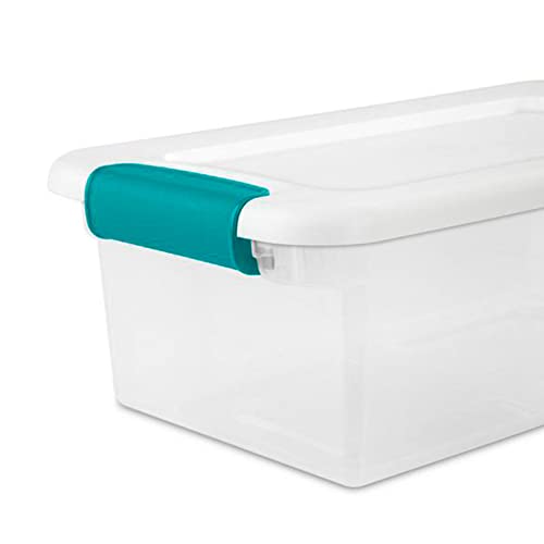 Sterilite 6-Quart Clear and Blue Stackable Latching Storage Box Container (12-Pack)