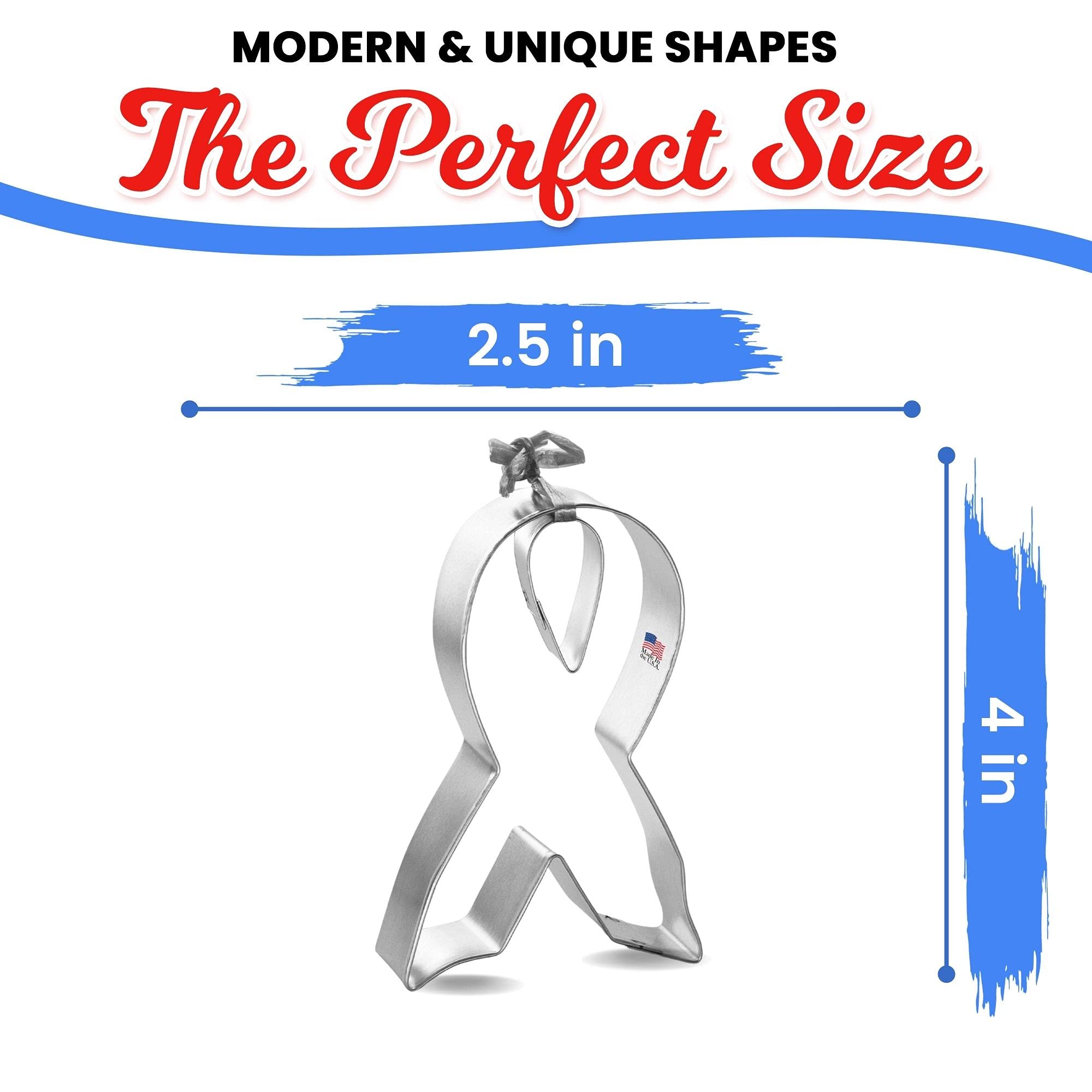 Awareness Ribbon Cookie Cutter 2 Pc Set β Ribbon, Tear Drop Cookie Cutters Hand Made in the USA from Tin Plated Steel
