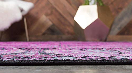 Unique Loom Imperial Collection Paisley, Distressed, Border, Vintage, Modern, Abstract Area Rug, 8 ft x 11 ft 6 in, Lilac/Black