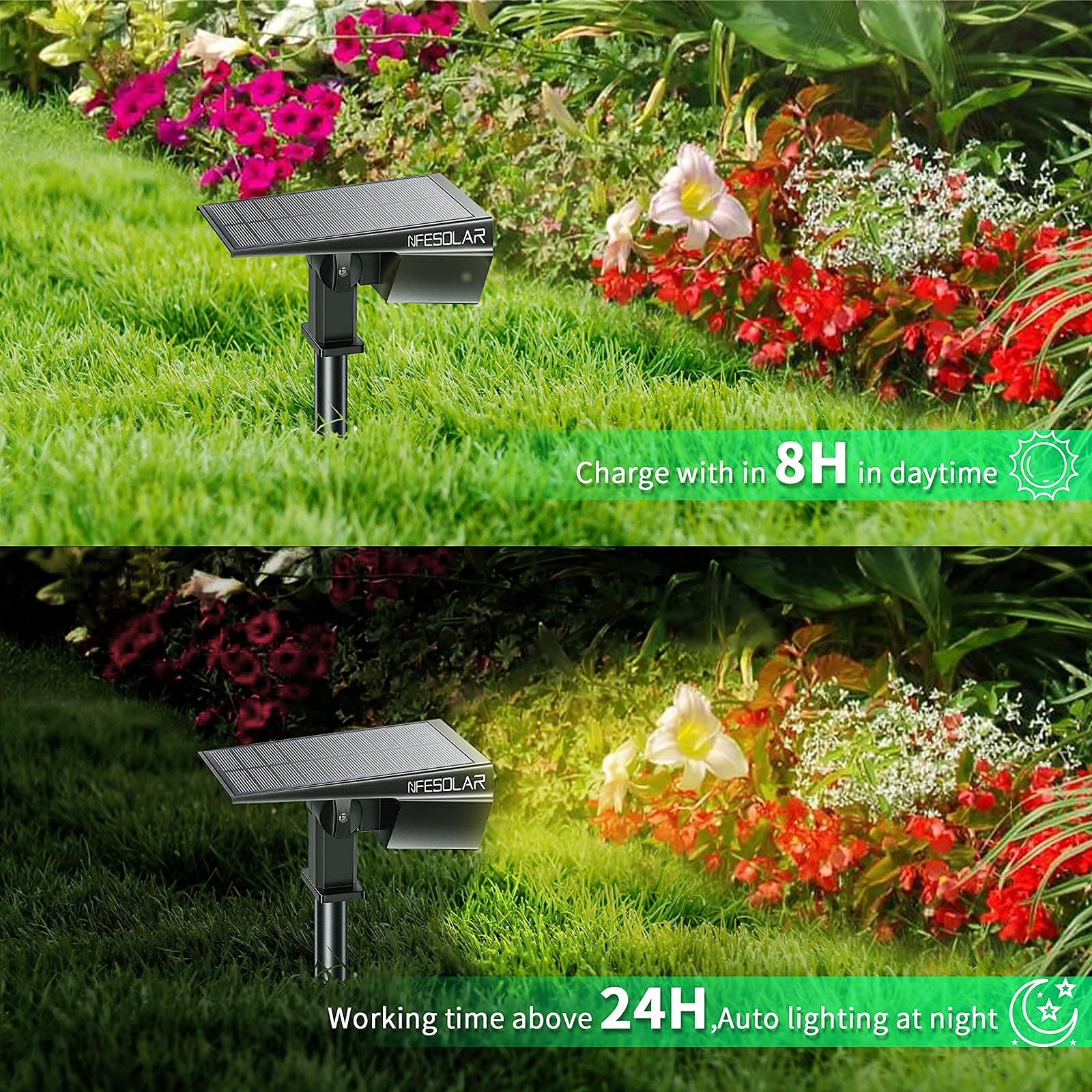 NFESOLAR 2-in-1 Solar Lights Outdoor Garden (1 Pack), 38 LEDs IP65 Waterproof Solar Motion Spotlights Outdoor Decorative for Patio, Yard, Garden, Garage, Pathway, Warm White