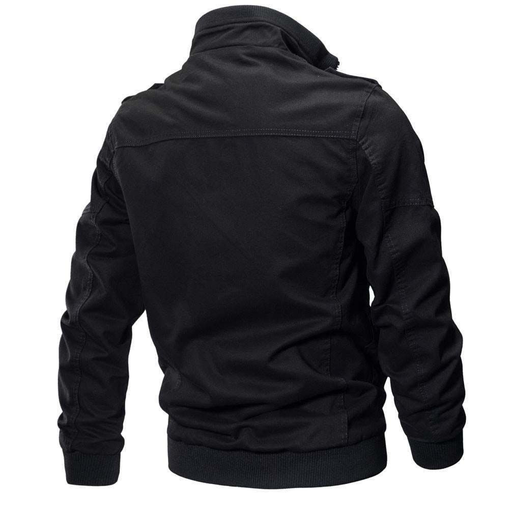 Gergeos Men's Jacket Breathable Light Windbreaker Coat Military Clothing Outwear(Black,M)