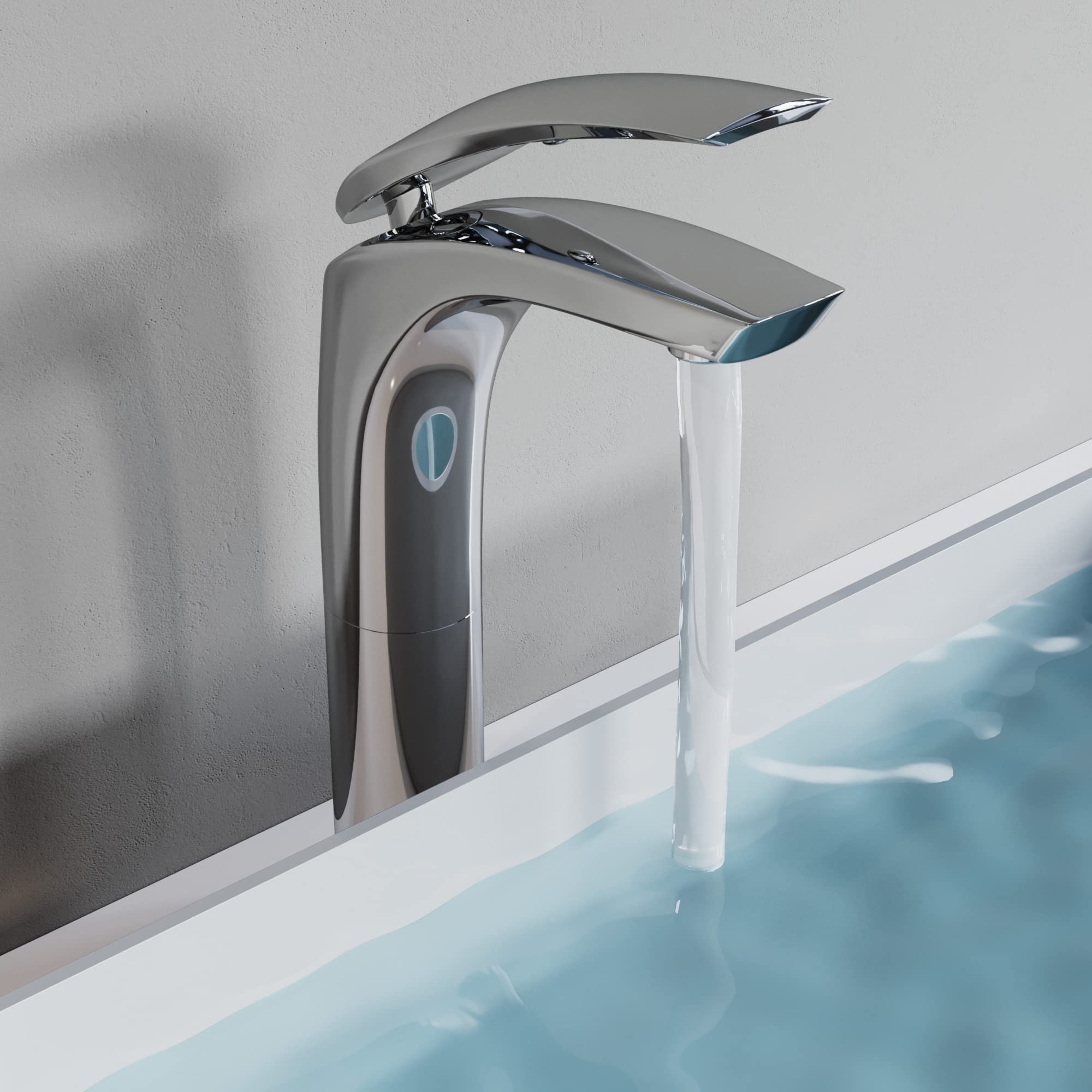 Dowell Modern Tall Vessel Sink Faucet - Single Handle, One Hole Bathroom Vanity Faucet,Chrome 8001 018 01