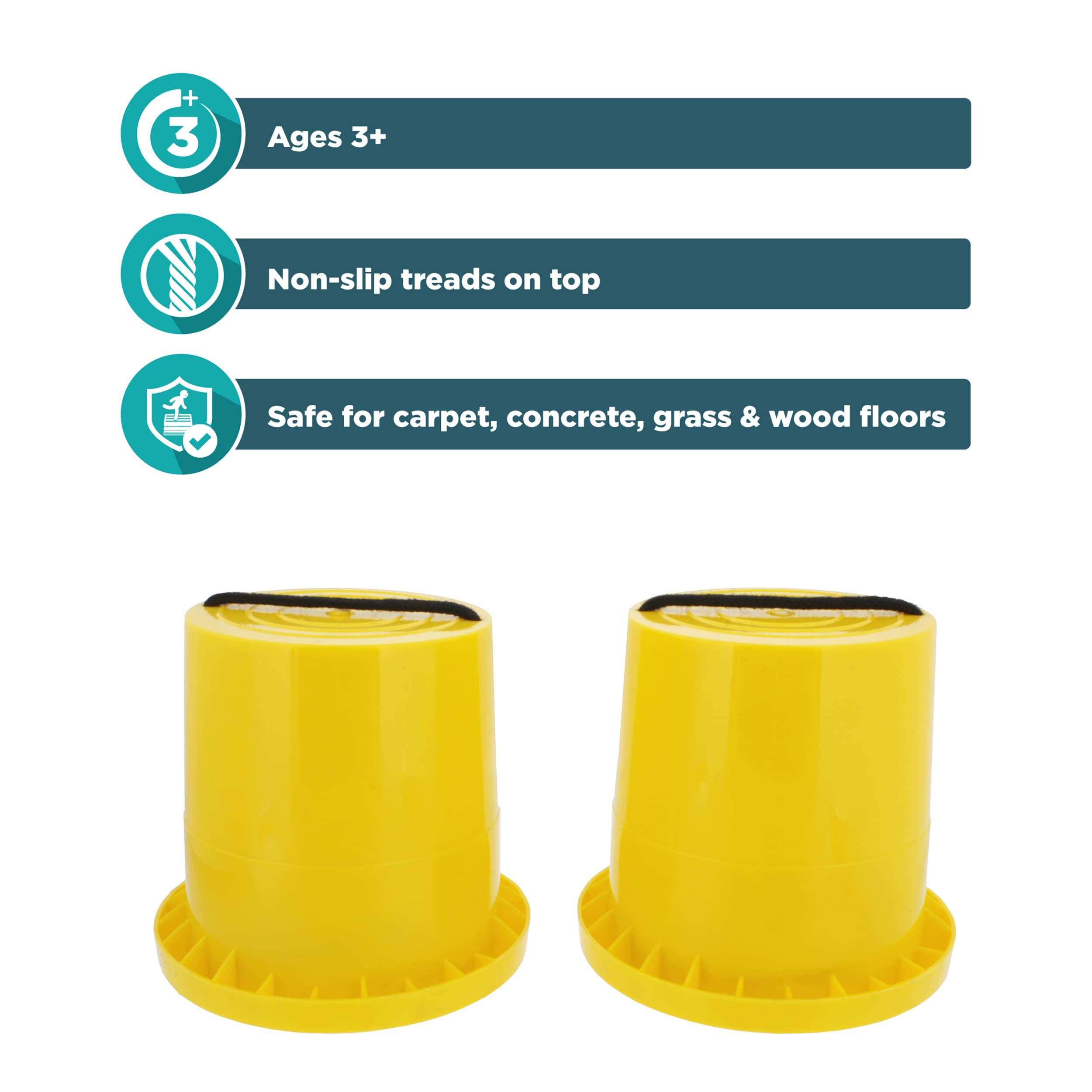 Get Out! Walking Bucket Stilts 2 Pack (Pair) Yellow Stepper Balance Bucket Shoe Stilts Toy, Cup Walkers Can Stomper Cups